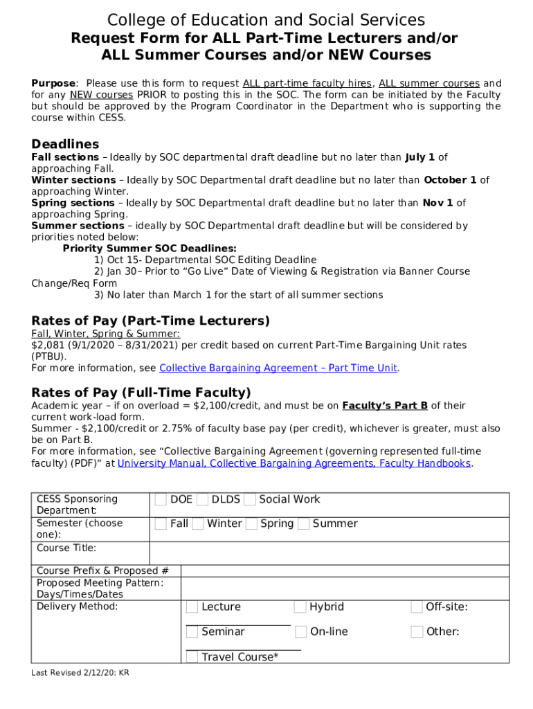 Request for ALL Part-Time Lecturers and/or ALL Summer Courses and/or ...