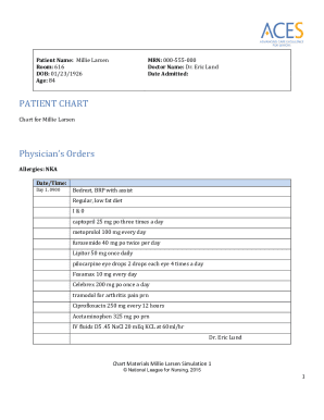 Fillable Online PATIENT CHART Physician's Orders Dr. Eric Lund Fax ...