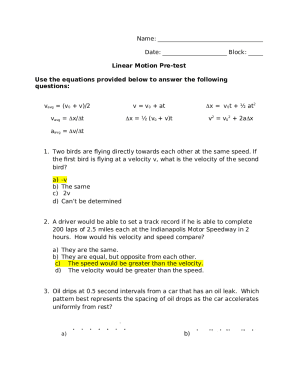 2.4 Velocity vs. Time Graphs - Physics Doc Template | pdfFiller