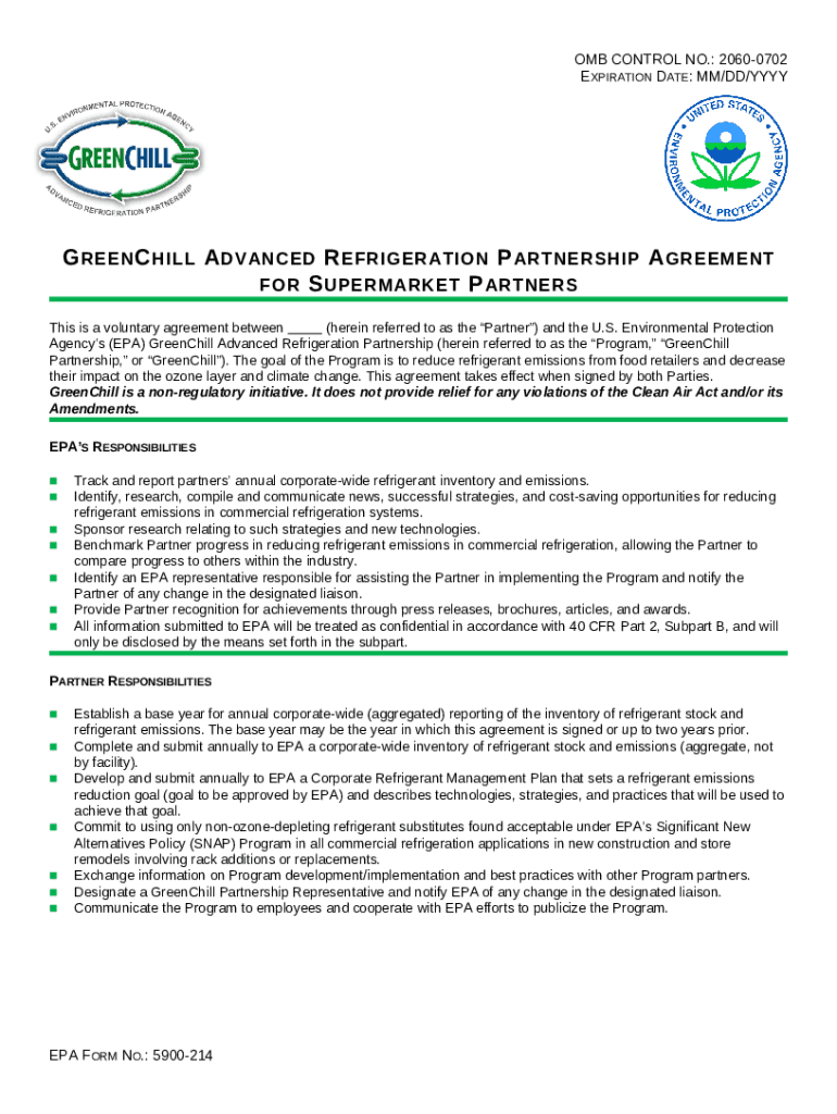 Partnership Agreement for Supermarket Partners. GreenChill Partnership ...