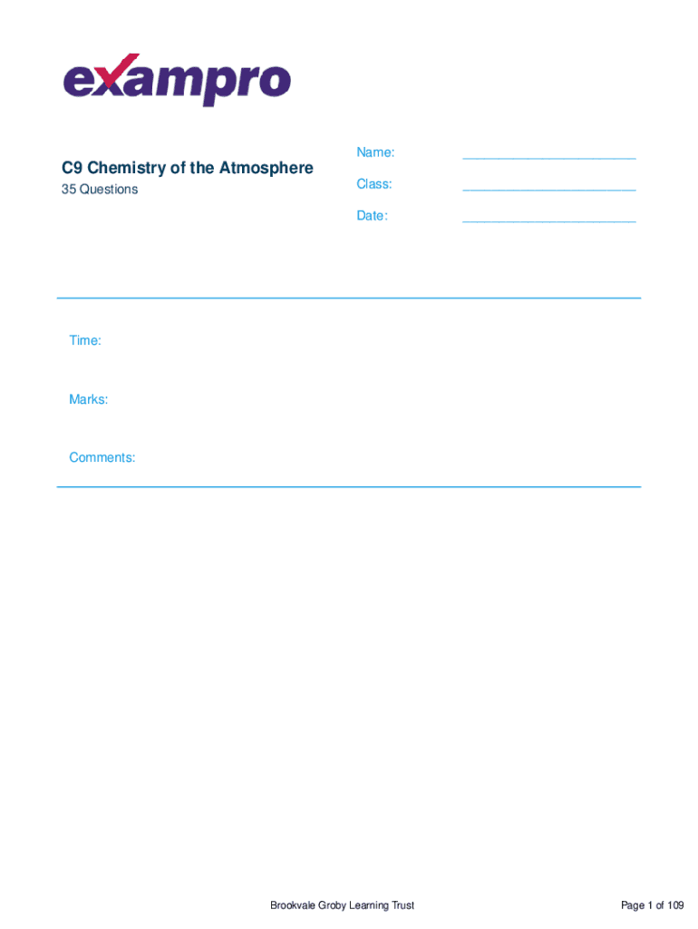 Fillable Online C9 Chemistry of the Atmosphere Fax Email Print - pdfFiller