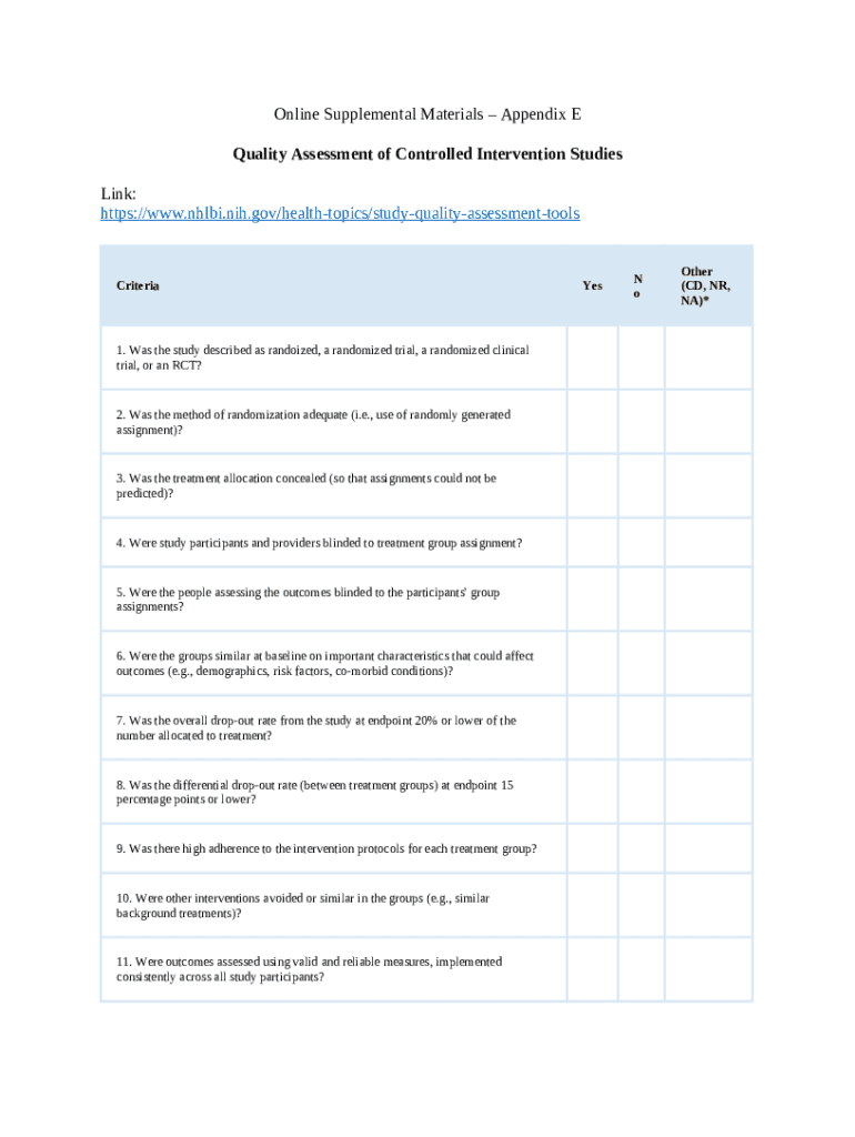 What Quality Assessment Tool Should I Use? A Practical ... Doc Template ...