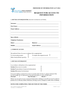 FOIA Case ID Doc Template | pdfFiller