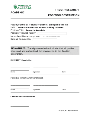 Research Associate, Centre for Prions and Protein Folding Doc Template | pdfFiller