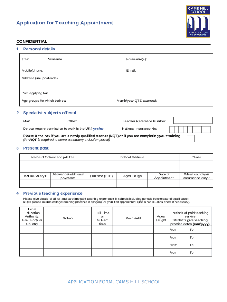 Application for Qualified Teacher Status Doc Template | pdfFiller