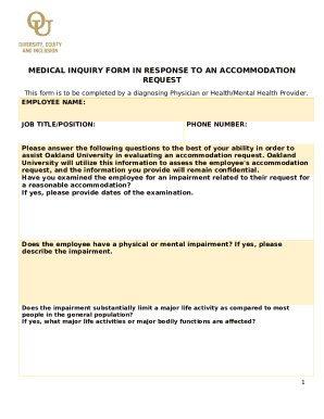 MEDICAL INQUIRY IN RESPONSE TO AN ... - StudyLib Doc Template | pdfFiller