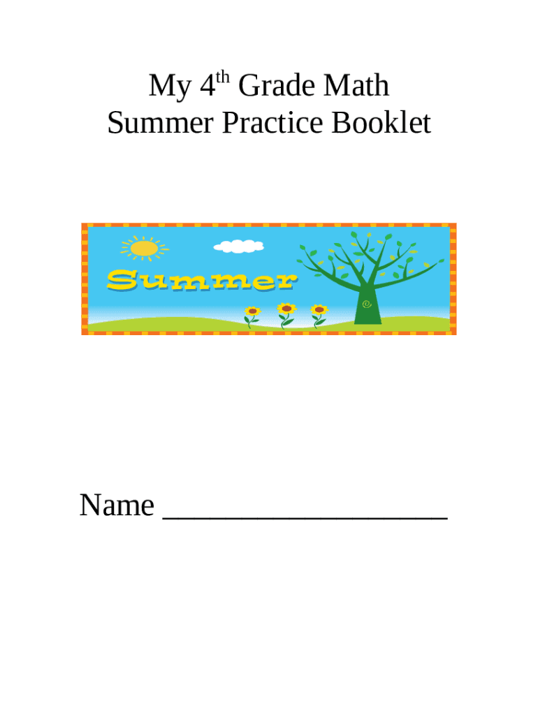 My 4 Grade Math Summer Practice Booklet - Studylib Doc Template | pdfFiller