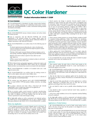 Fillable Online QC Color Hardener - Product Data. Product Data for QC ...