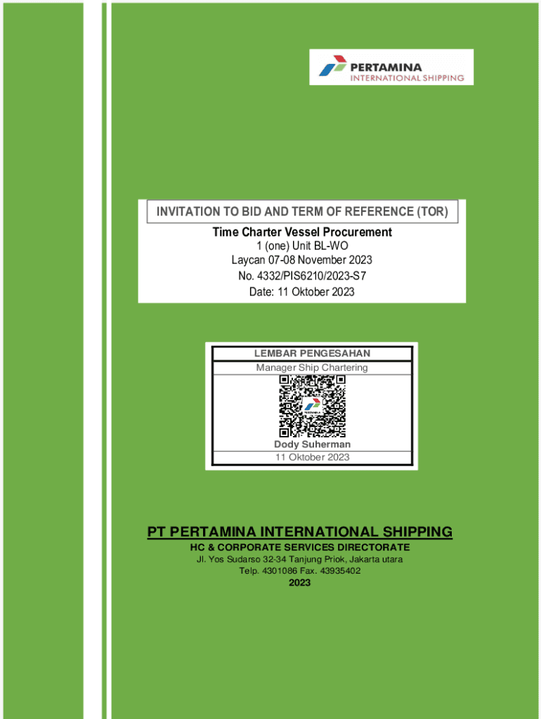 Fillable Online Invitation to Bid No. 4761 Spot Charter 1 (satu) Unit ...