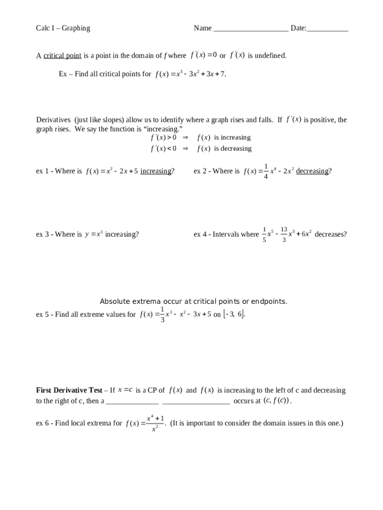 Critical Point - Definition, Graph, How to Find Critical Points? Doc ...