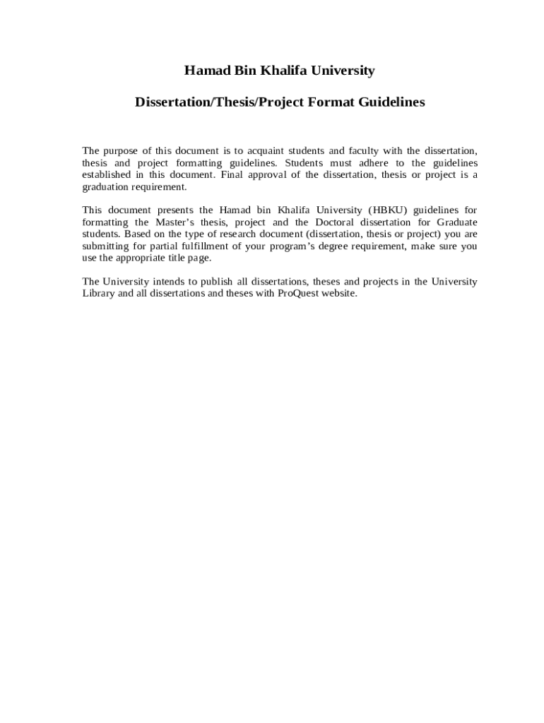 Khalifa University Thesis/Dissertation Template Doc Template | pdfFiller
