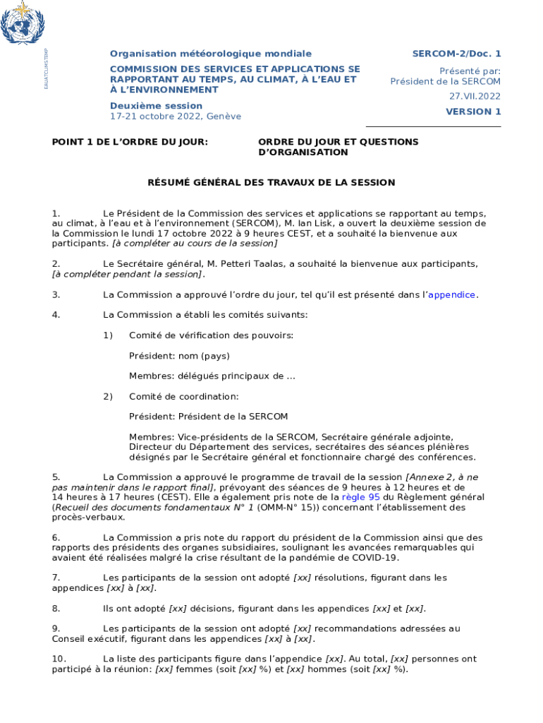 Provisional annotated agenda - WMO Document Template Doc Template ...