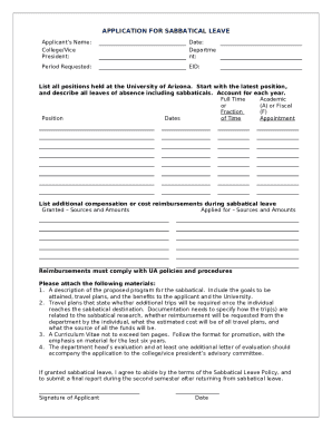 application for sabbatical leave - Faculty Affairs Doc Template | pdfFiller