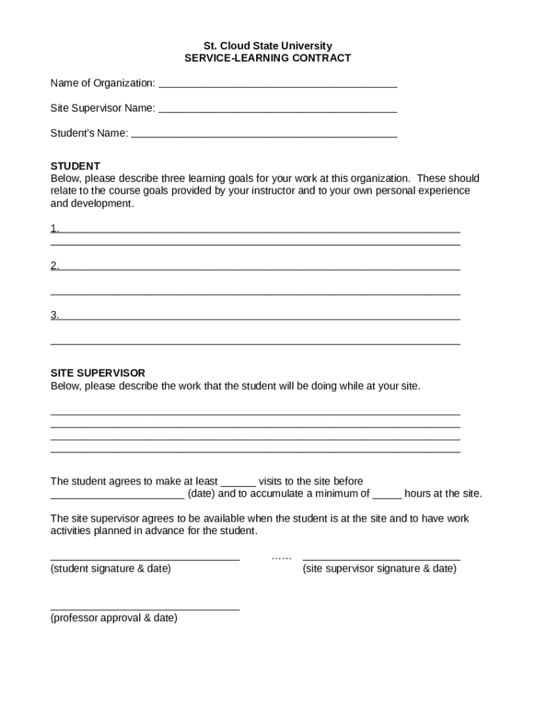 St. Cloud State University SERVICE-LEARNING CONTRACT ... Doc Template ...