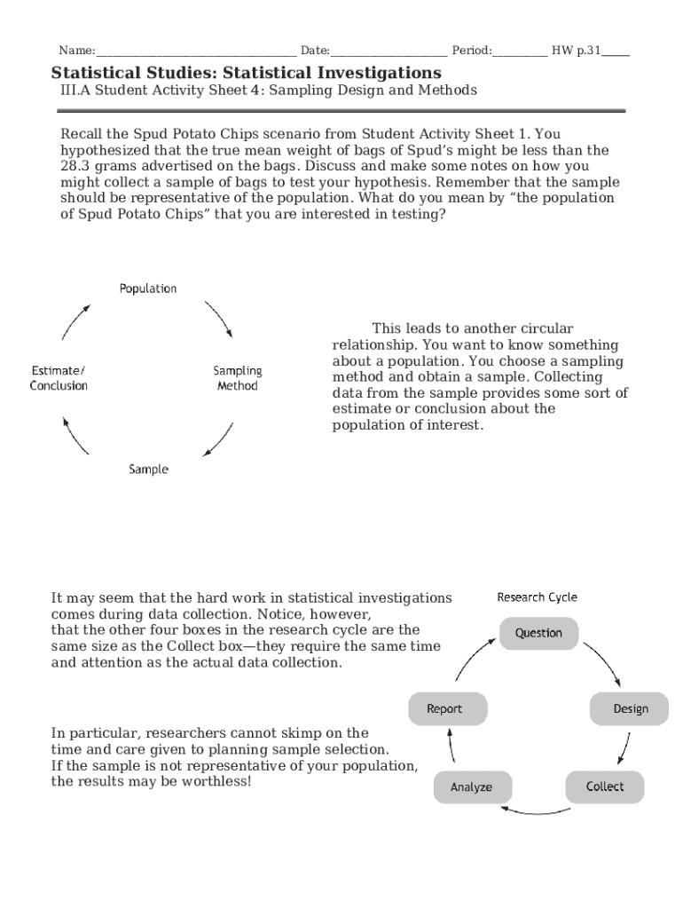 III.A Student Activity Sheet 4: Sampling Design and Methods Doc ...