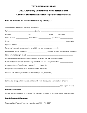 Fillable Online 2023 Advisory Committee Nomination Form Fax Email Print ...