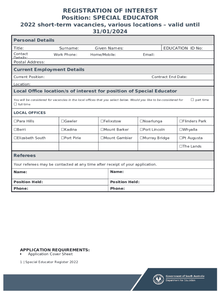 Special educator registration . Special educator locum register Doc ...