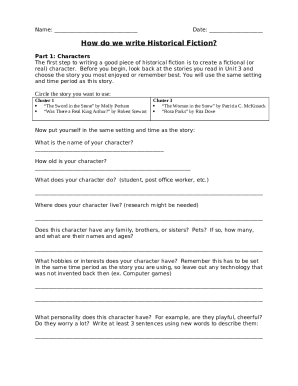 How to write your own historical fiction story about 3 ... Doc Template ...