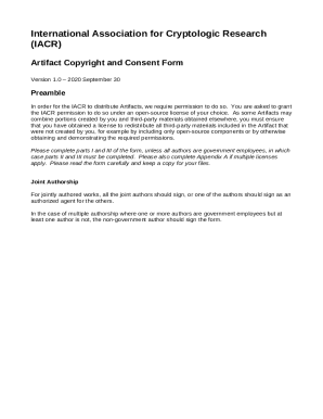 Artifact Copyright and Consent Doc Template | pdfFiller