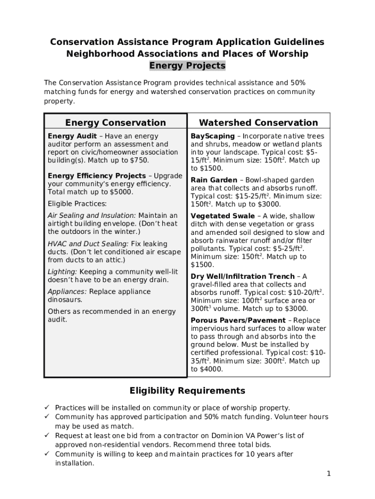 Conservation Assistance Program - Energy Application Doc Template ...