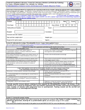 Thrombophilia Criteria for Testing and Request Doc Template | pdfFiller