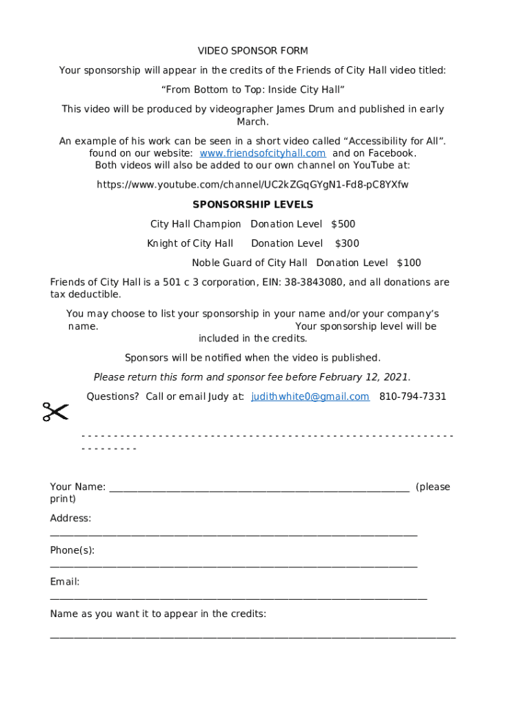 Friends of City Hall Doc Template | pdfFiller