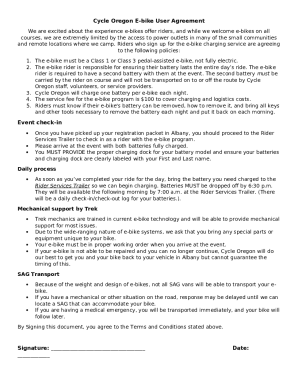sign our e-bike agreement Doc Template | pdfFiller