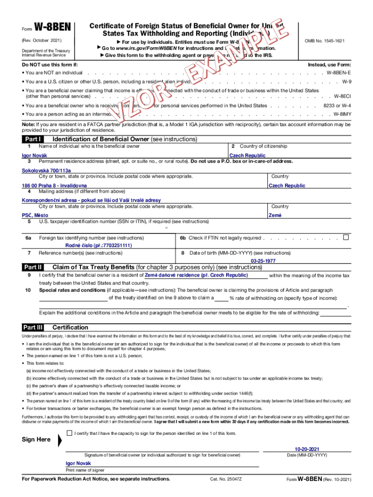 Fillable Online Substitute Form W-8BEN Certificate of Foreign Status of ... Fax Email Print ...