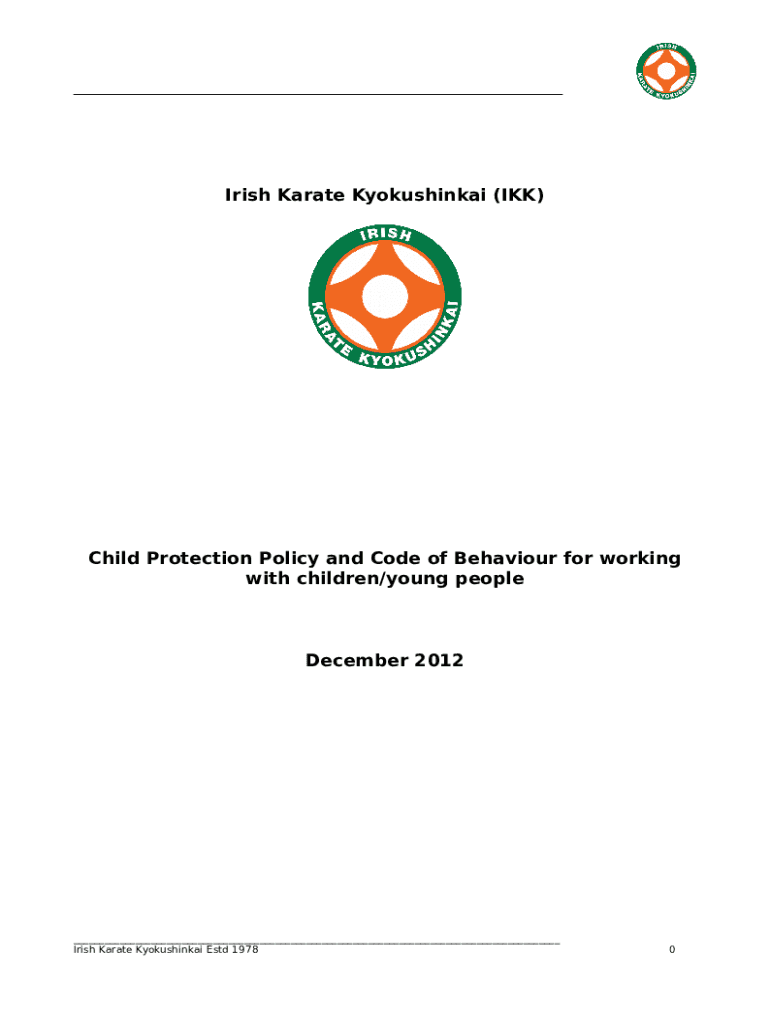 Kantanni Karate Do Child Protection Policy Doc Template | pdfFiller