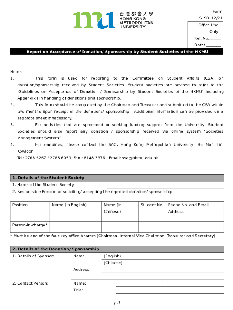 Sponsorship - McMaster Students Union Doc Template | pdfFiller