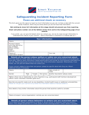 Safeguarding Incident Reporting - template Doc Template | pdfFiller