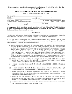 Allegato E Dichiarazione sostitutiva cause esclusione art. ... Doc ...