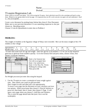 Calculating a Linear Regression on the TI-Nspire Family ... Doc ...