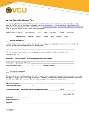 Fillable Online Rev. 8/2023 Vaccine Exemption Request Form Fax Email ...