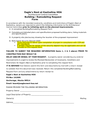 Building/Remodeling Request Doc Template | pdfFiller