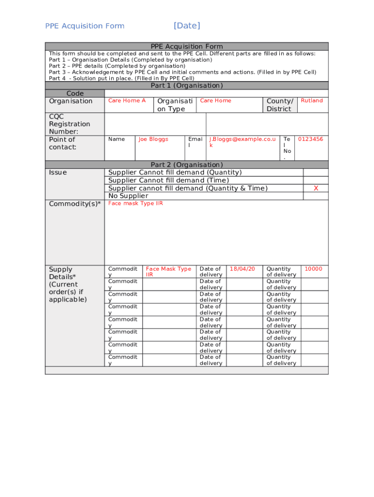 PPE Acquisition - resources leicestershire gov Doc Template | pdfFiller