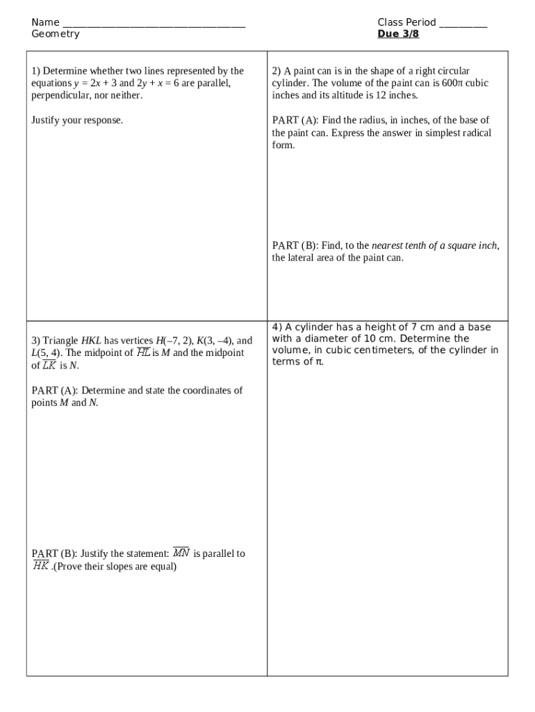 Parallel and Perpendicular Lines Practice Worksheet A Doc Template ...