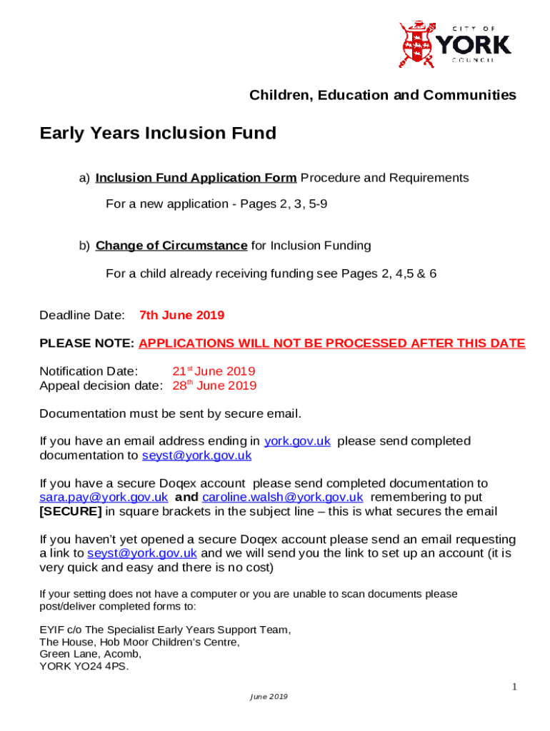 Early Years Inclusion FundingBradford Schools Online Doc Template ...