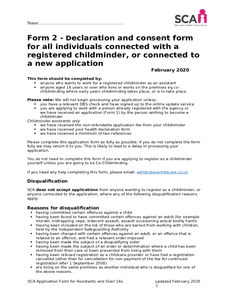 Application for the Early Years & Childcare Registers: Doc Template | pdfFiller