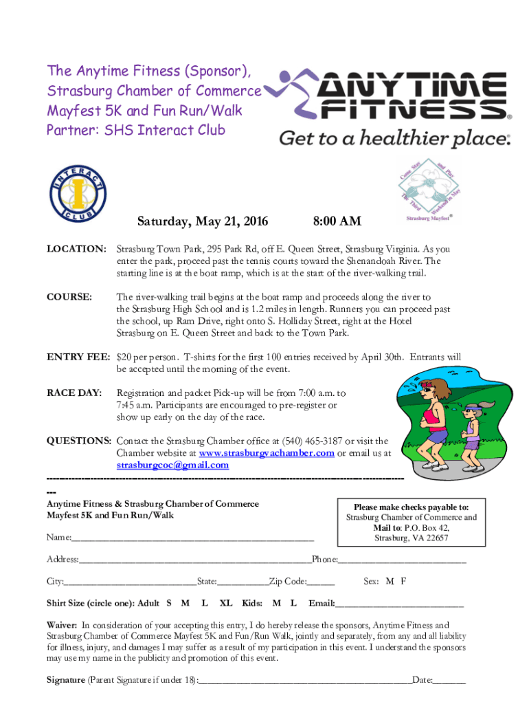 Fillable Online Strasburg Splash Dash Va 5k and Family Fun Run Fax Email Print - pdfFiller