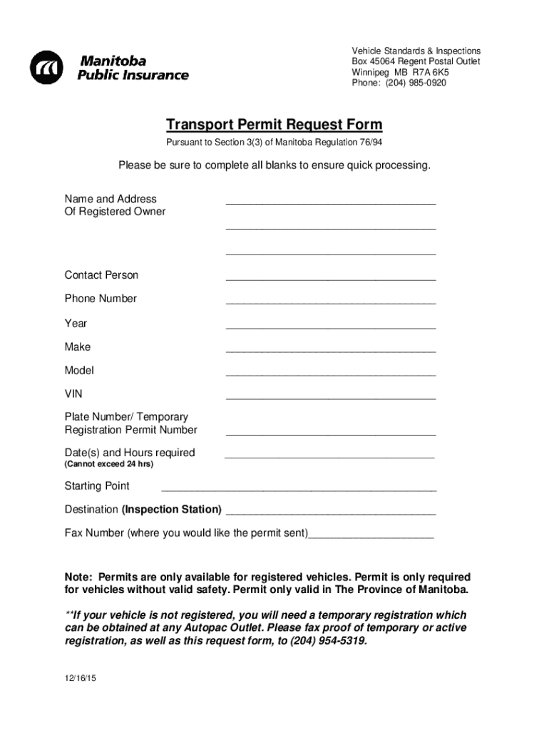 Fillable Online CVSE - Vehicle Inspections and Standards Fax Email ...