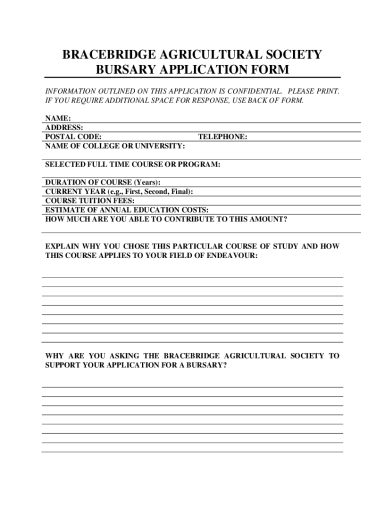 Fillable Online ghs tldsb on BRACEBRIDGE HORTICULTURAL SOCIETY BURSARY ...