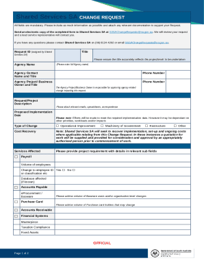 SSSA Change Request - sharedservices sa gov Doc Template | pdfFiller