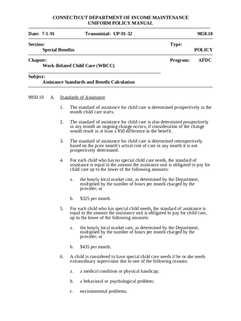 NECTICUT DEPARTMENT OF INCOME MAINTENANCE ;UNI POLICY MANUAL ; F INCOME ...