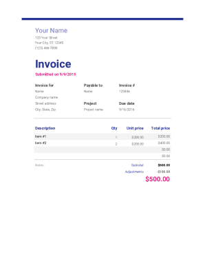 Fillable Online Invoice Template 2 Fax Email Print - pdfFiller