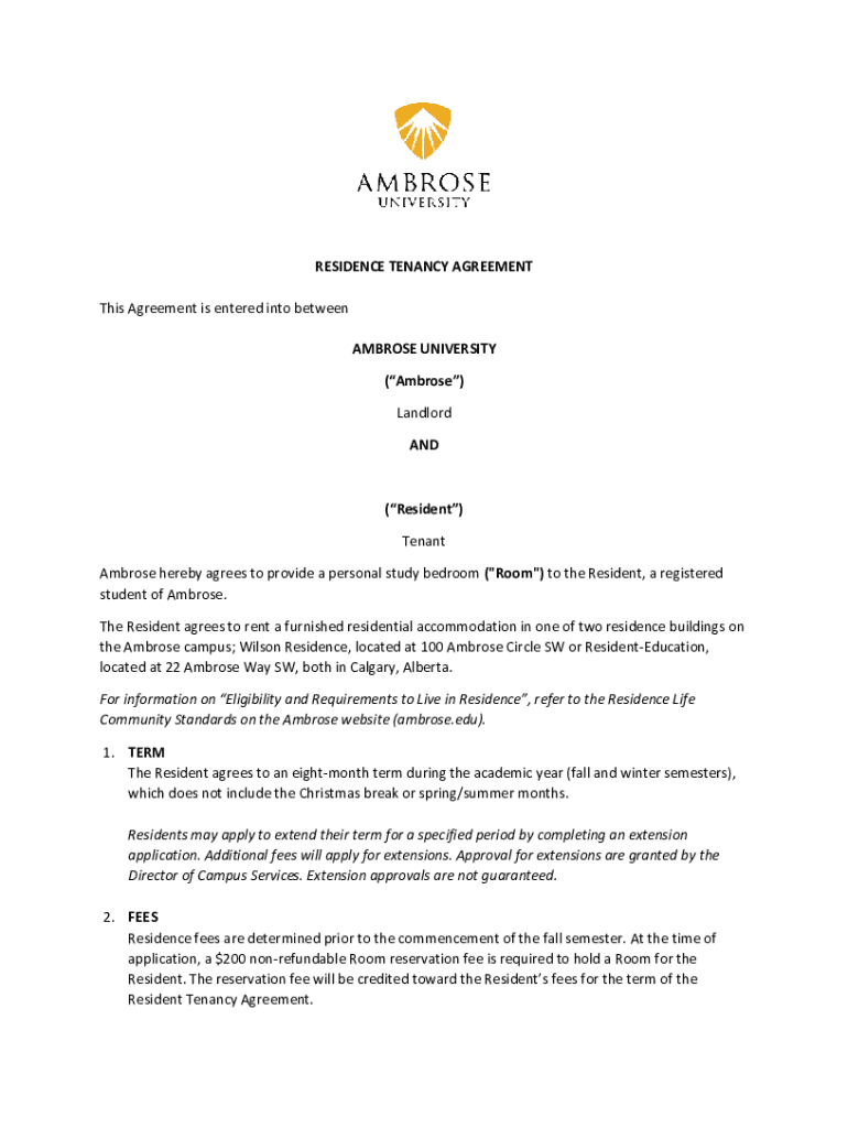 Fillable Online residence tenancy agreement Fax Email Print - pdfFiller