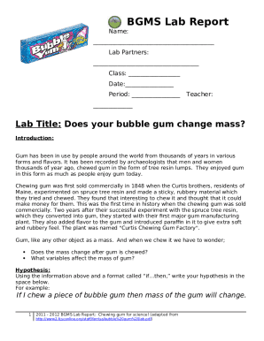 Scientific Method: Gum Lab- Which gum flavor last longer? Doc Template ...