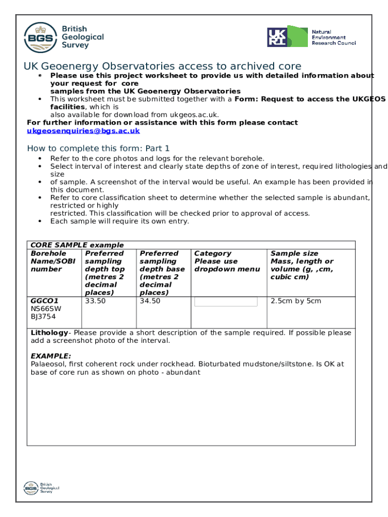 Regulations and Application for Access to the BGS Keyworth Core Store ...