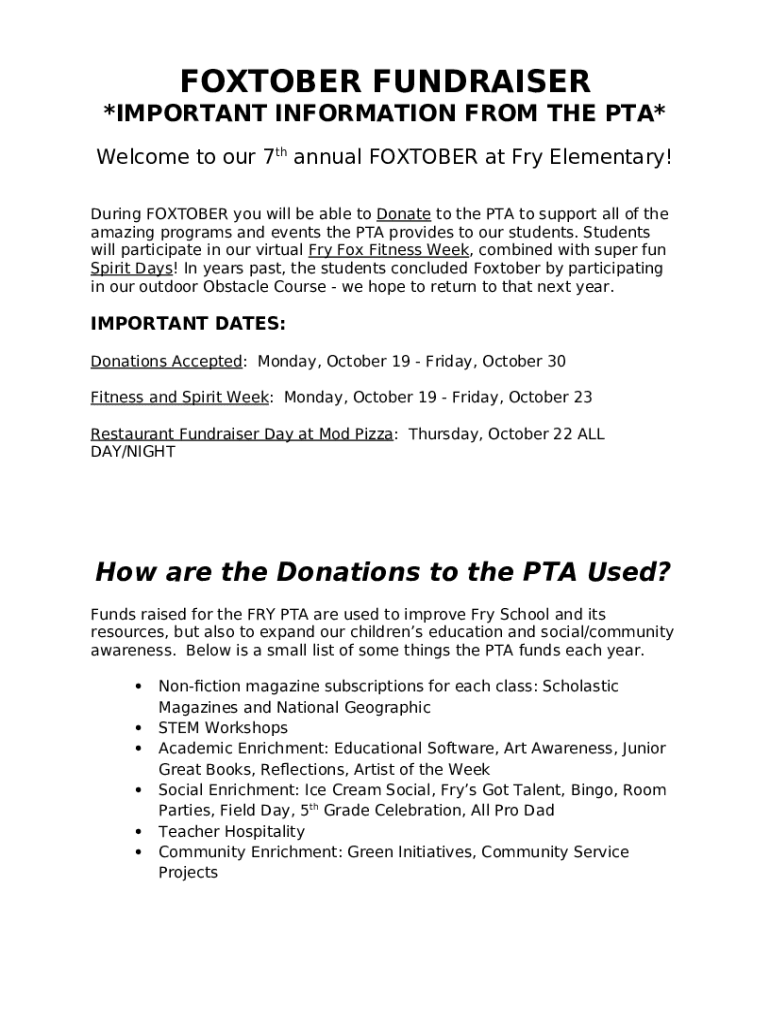 Foxtober Fundraiser - ipsdweb ipsd Doc Template | pdfFiller