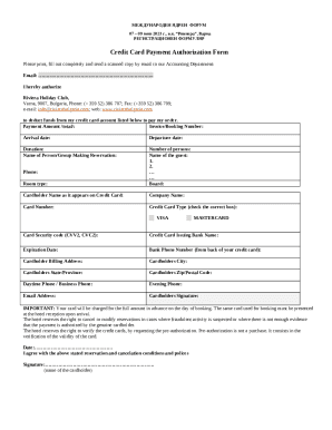 Holiday Inn Credit Card Authorization Doc Template | pdfFiller